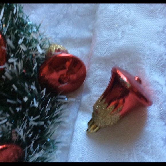 Holiday | Vintage Style Red And Gold Glitter Bells | Poshmark